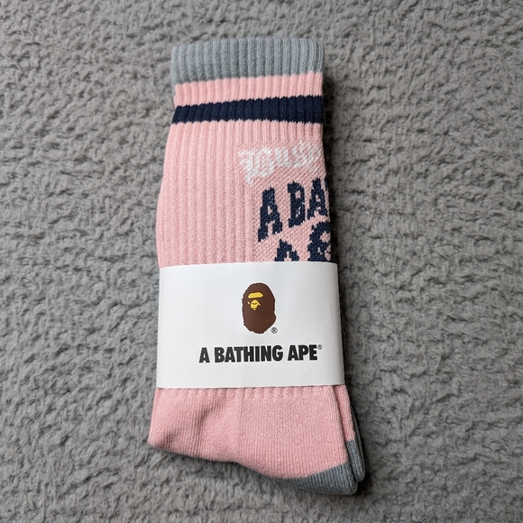 Bape | Underwear & Socks | Bape Crew Socks Logo Striped Mens Womens ...